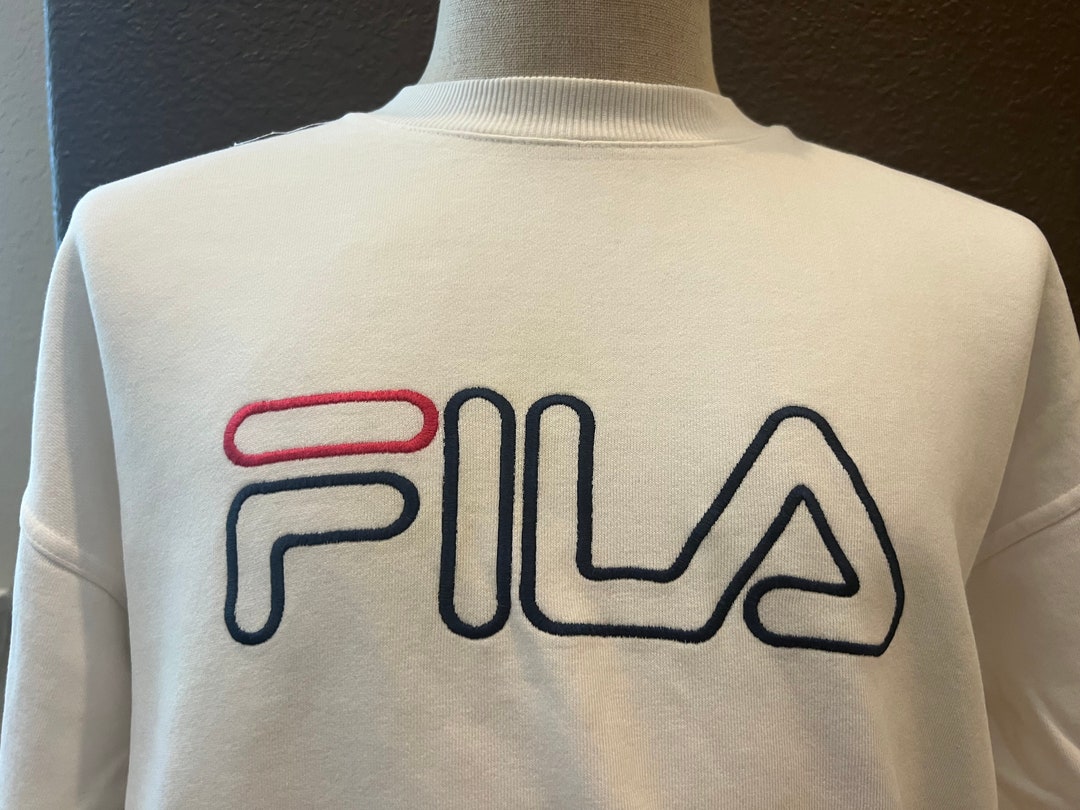 Vintage 90's FILA White Crewneck Sweatshirt Size L - Etsy