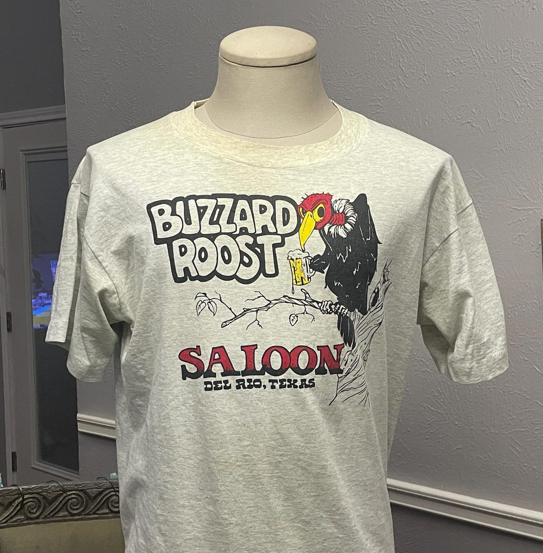 Vintage 90s Buzzard Roost Saloon Del Rio, Texas Light Grey T-shirt Size ...