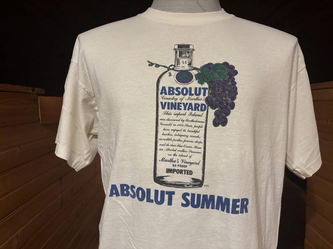 Vintage 90's Absolut Vodka Summer Absolut Vineyard Wine T Shirt XL - Etsy