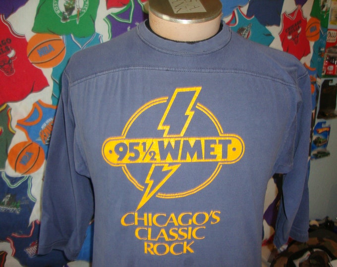Vintage 80s WMET Chicago Rock Music Radio Station 95.5 ROCKS Jersey T ...
