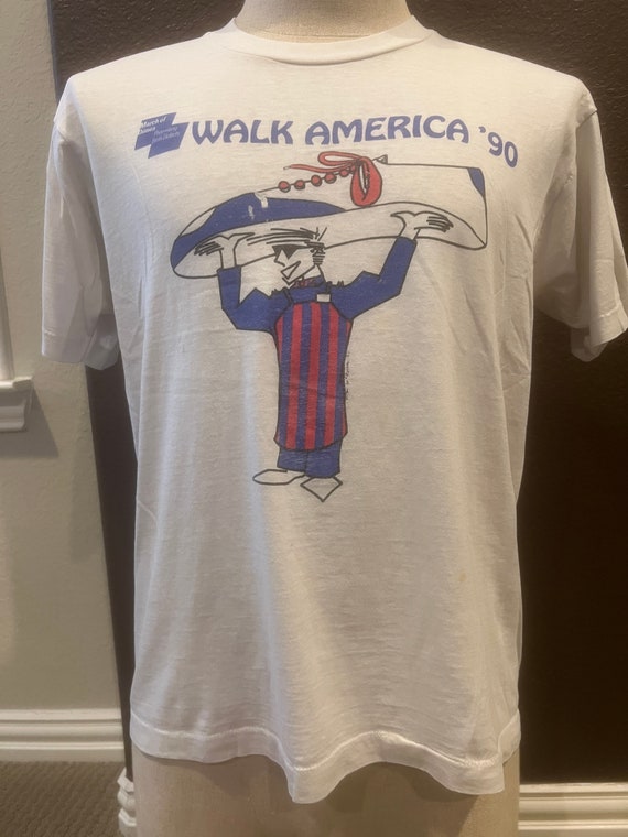 Vintage 90's 1990 Walk America White T Shirt Size M - Gem