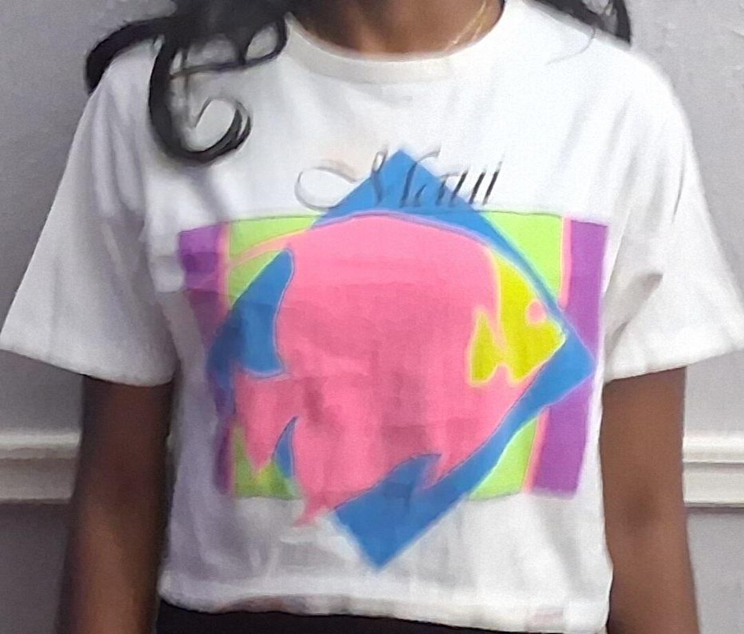 Vintage 90s Maui Neon White T-shirt Modeled Size S - Etsy