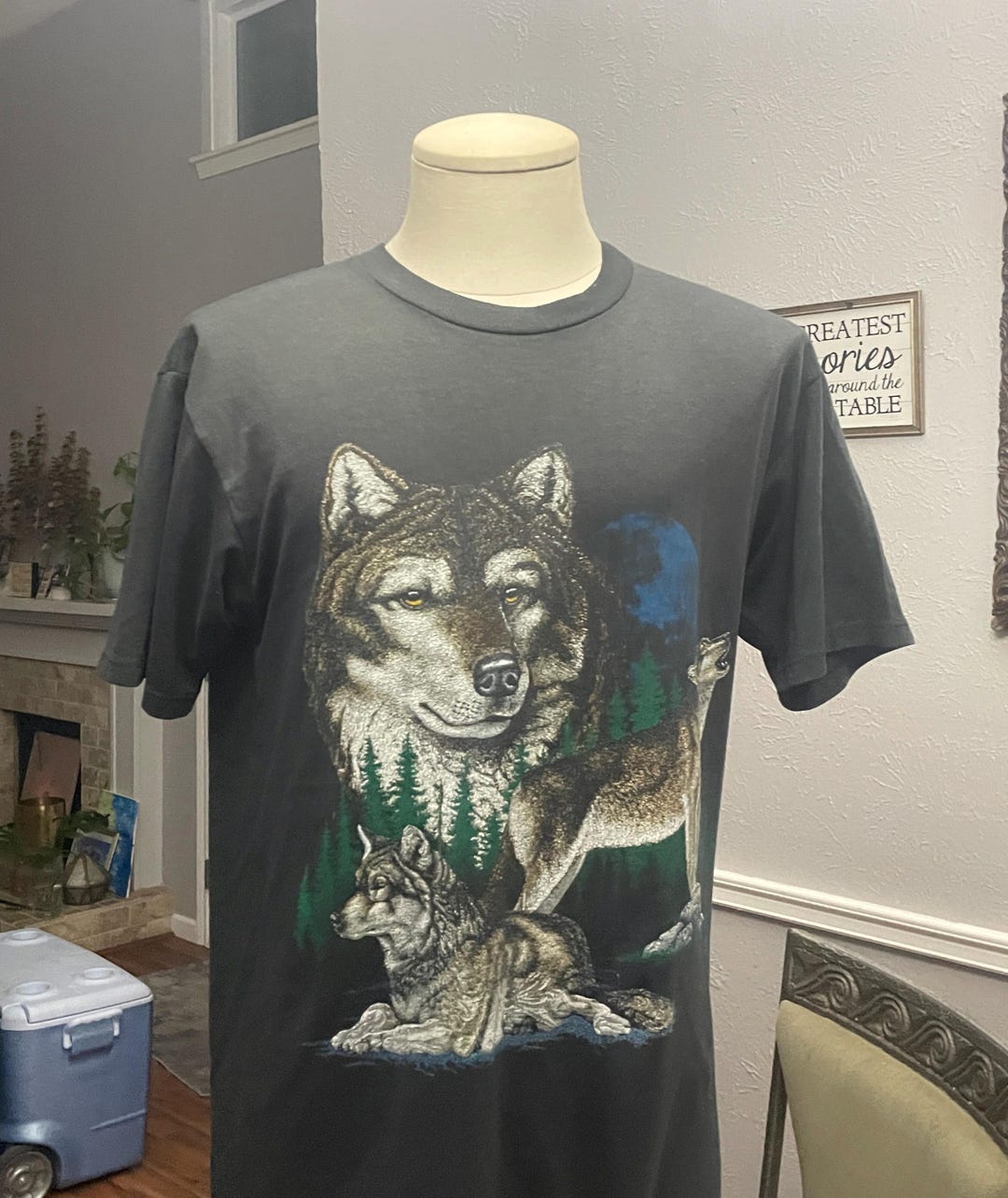 Vintage 90s Lone Wolf Black T-shirt Size L - Etsy