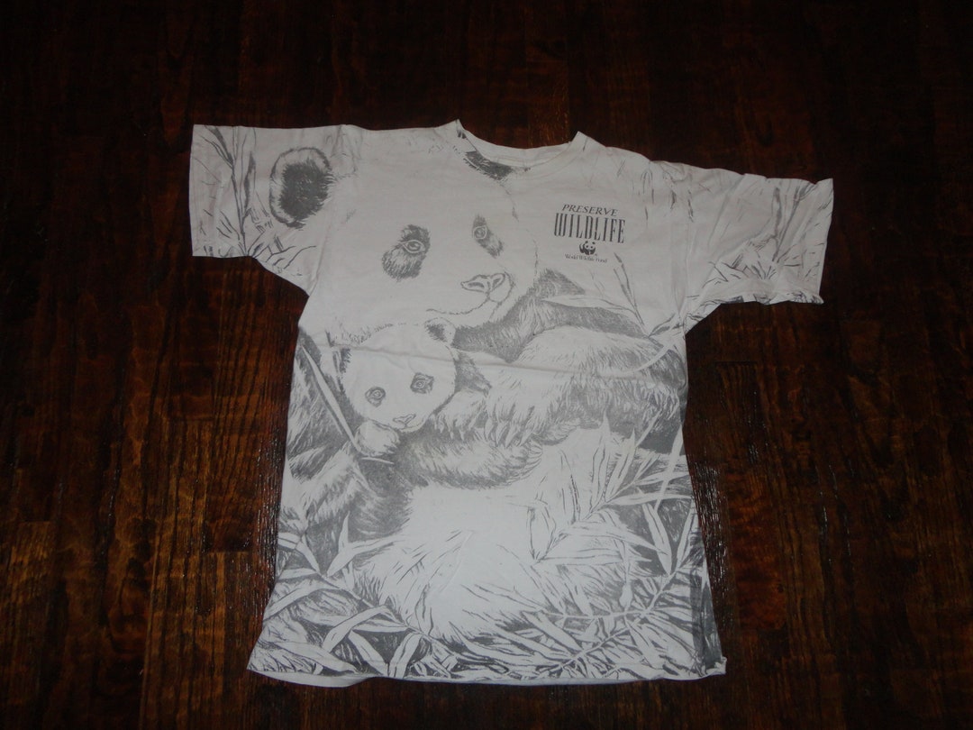 Vintage 90's Preserve World Wildlife Fund Panda Bear AOP All Over Print ...