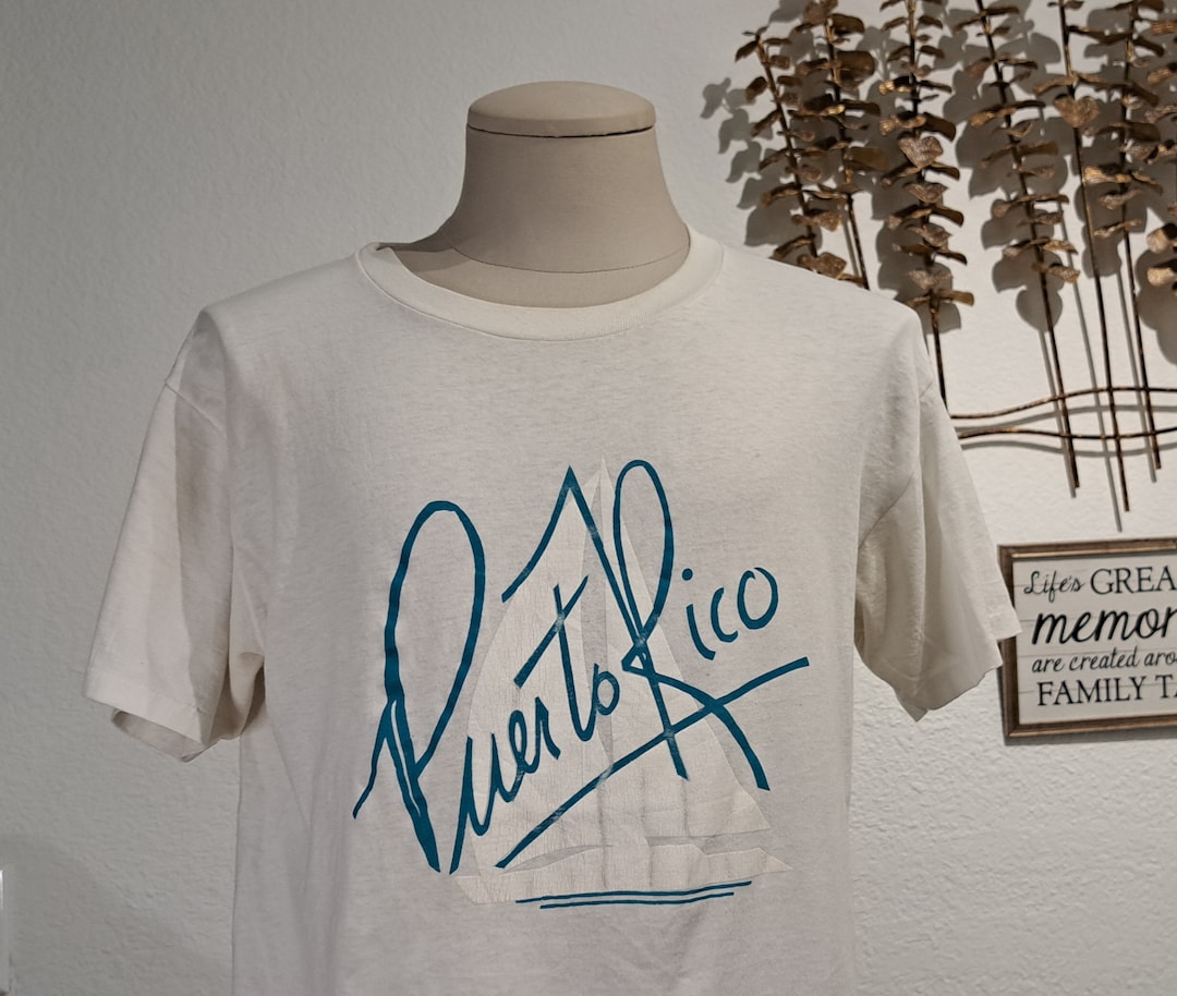 Vintage 90s Puerto Rico White T-shirt Size M - Etsy