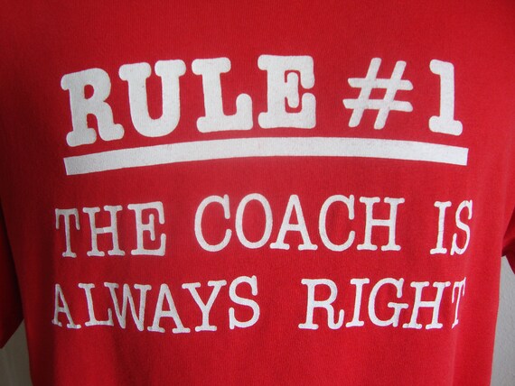 Vintage 90's Rule 1 the Coach is Always Right Funny Red T - Etsy