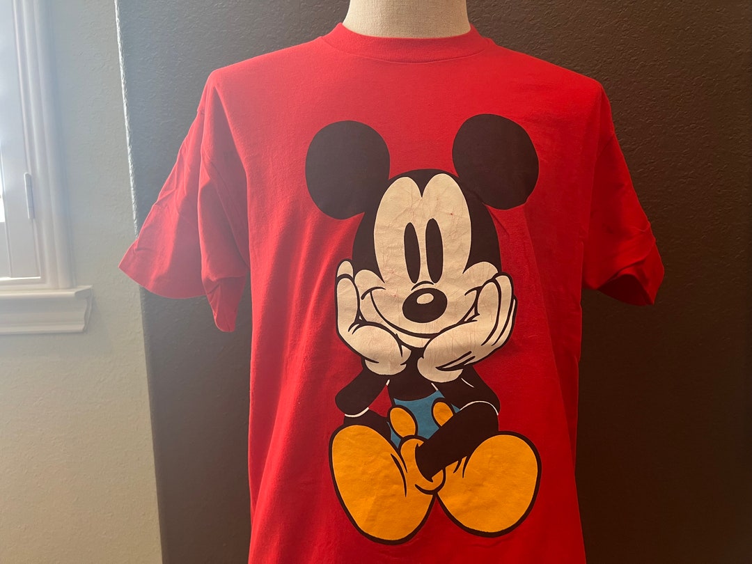 Vintage 90's Mickey Mouse Red T Shirt Size XL - Etsy