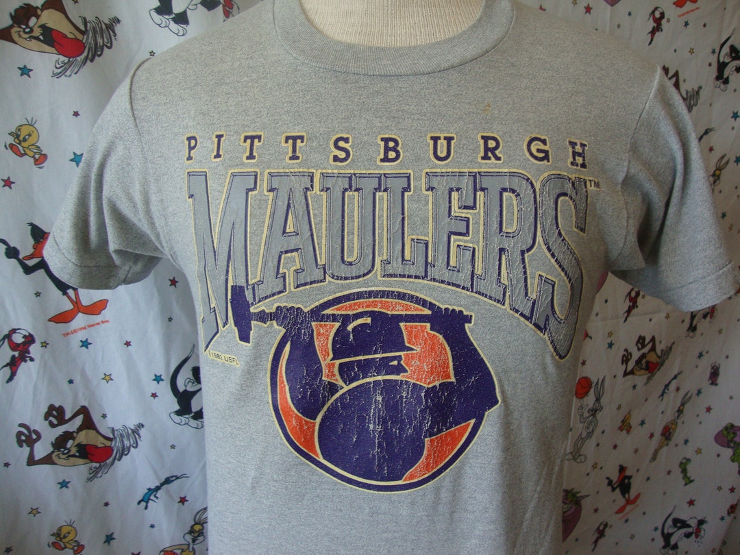 Vintage 80's USFL Pittsburgh Maulers Gray Tee Football T Shirt Fits ...