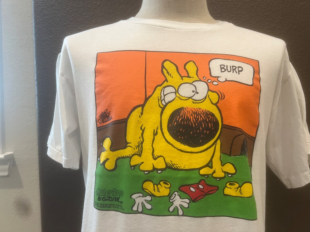 Vintage 80's Mother Goose and Grimm Burp Cartoon Funny Comic White T ...