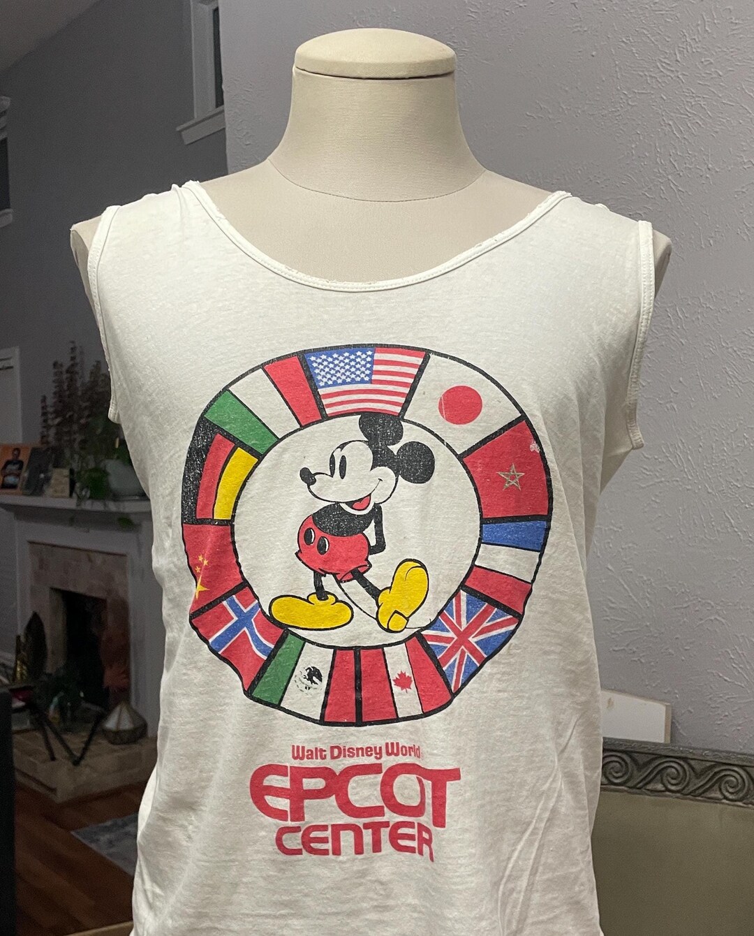 Vintage 80s Walt Disney World Epcot Center Mickey Mouse White Tank-top ...
