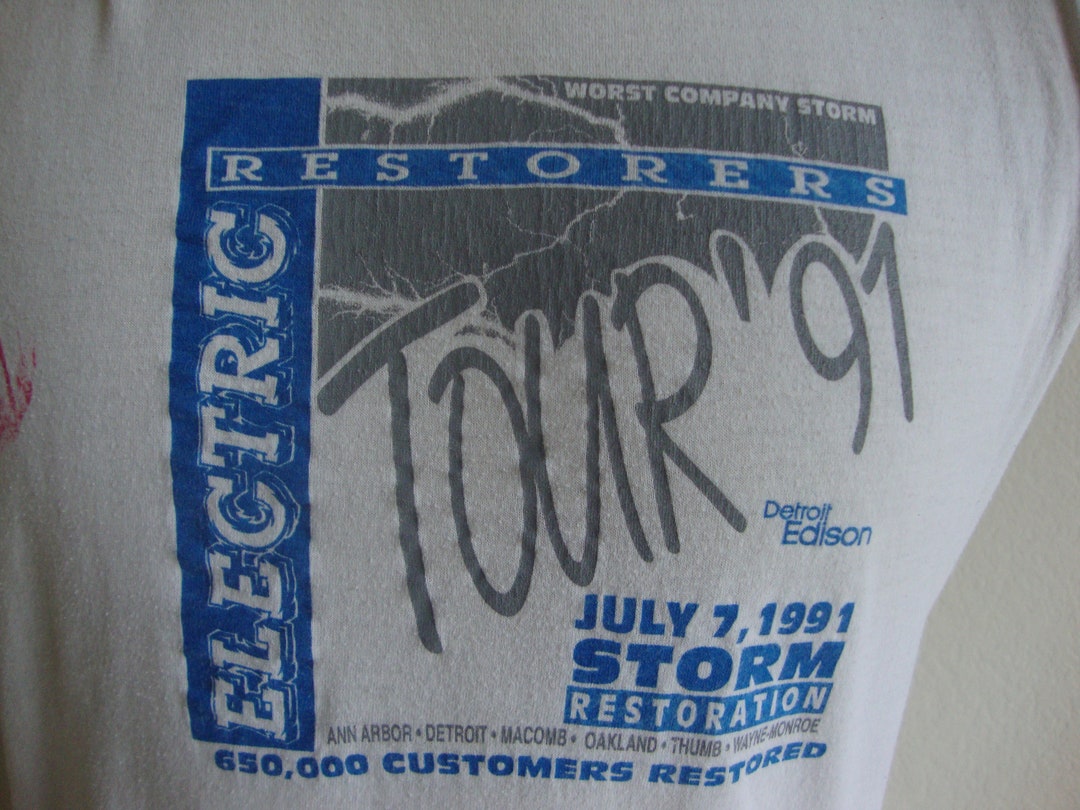 Vintage 90's Restorers Electric Tour 91 Detroit Edison Sleeveless White ...
