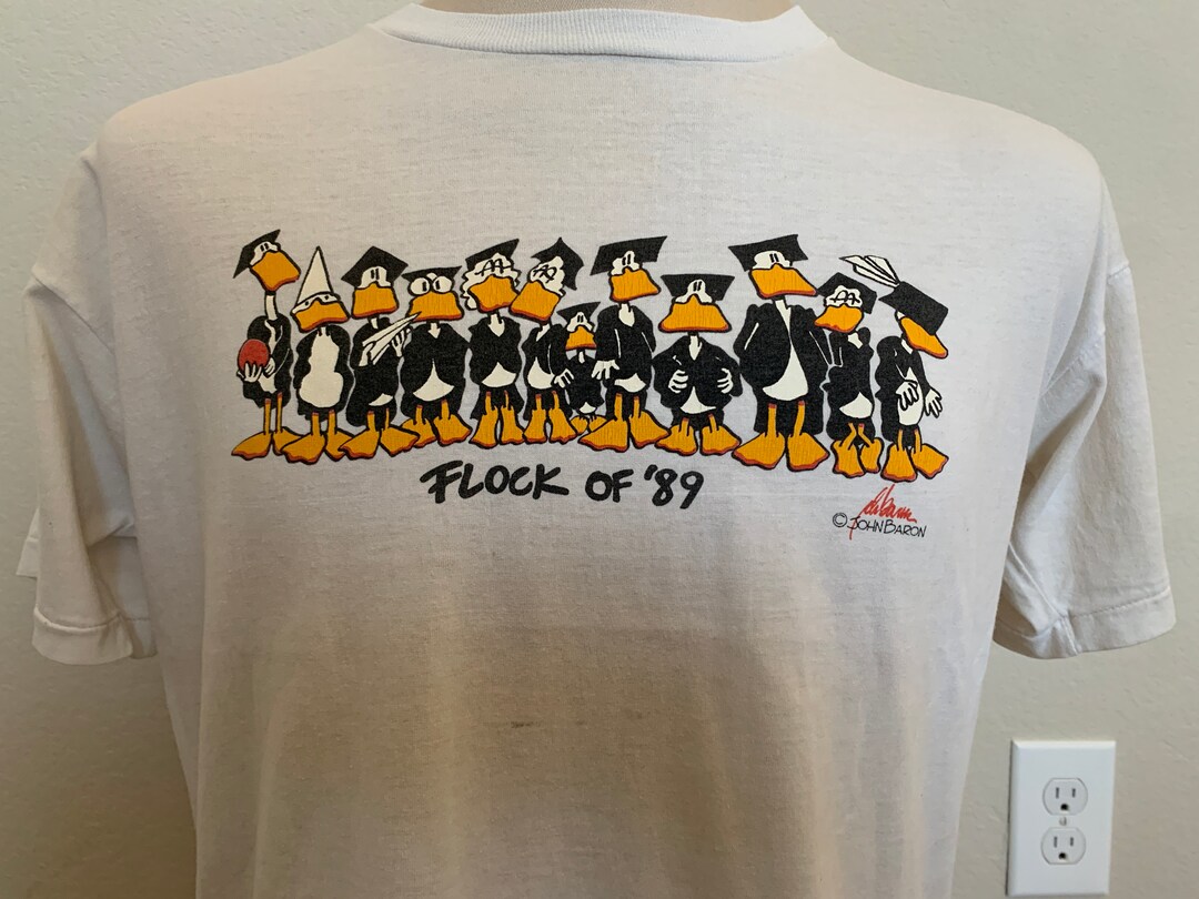 Vintage 80's Flock of 1989 Graduating Ducks Graduation T Shirt Size L ...