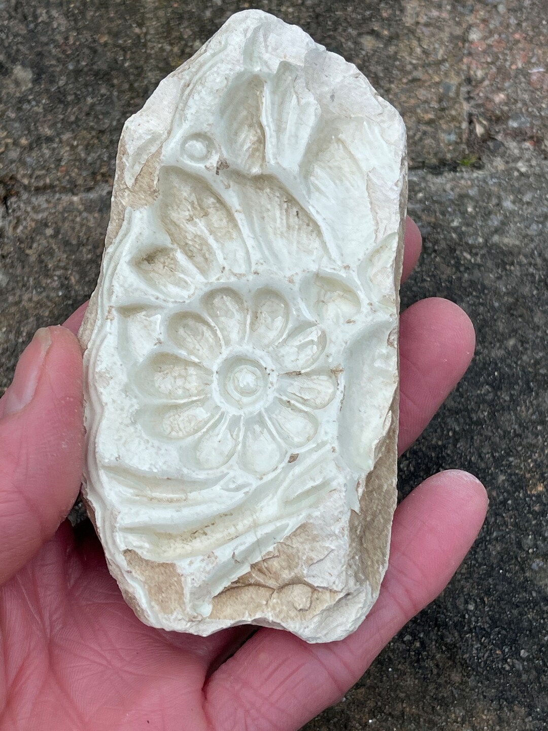 FLORAL HOLLOW RELIEF Decorative Sea Pottery Sherd ~ Vintage White ...