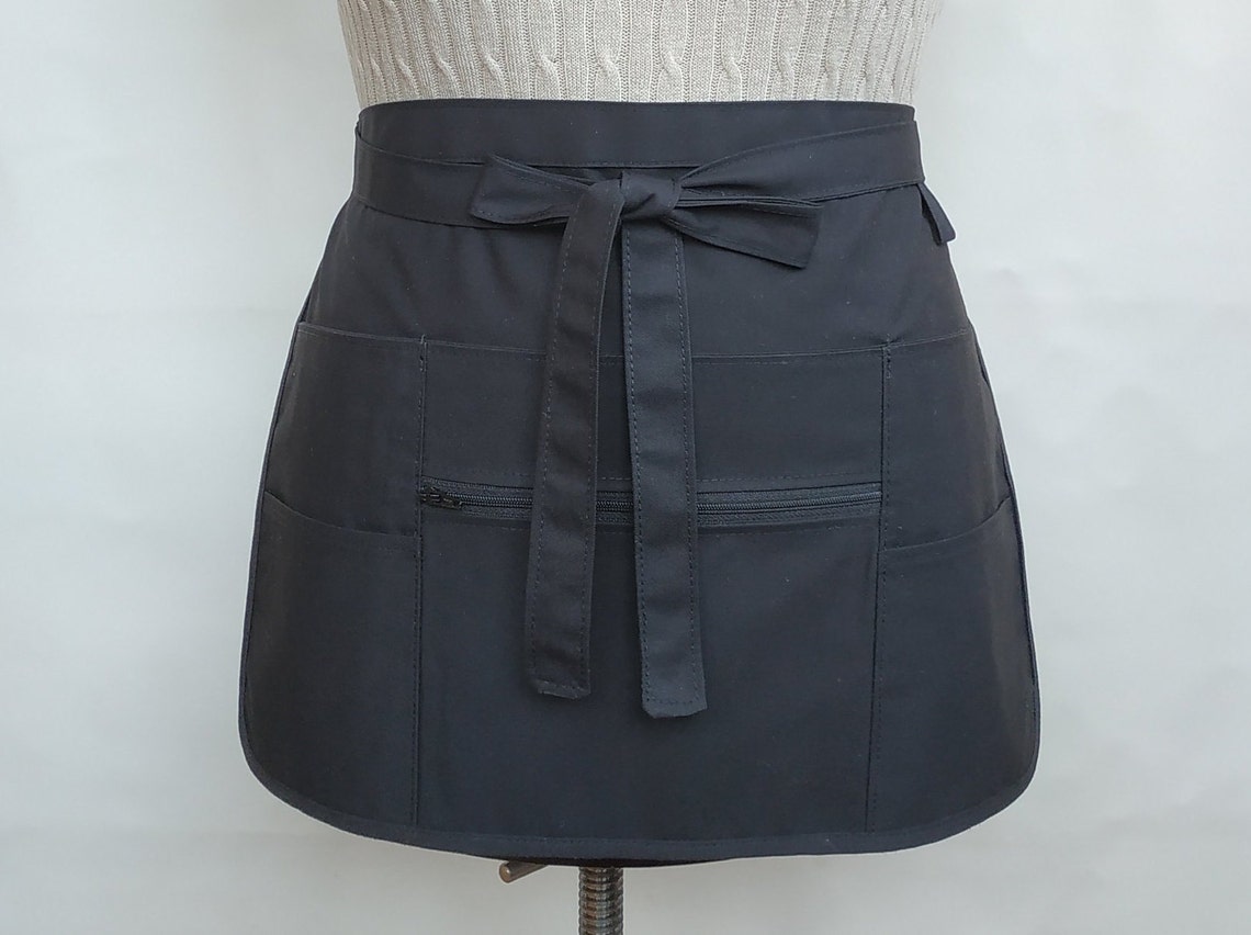 Utility Black Half 6 Pockets Apron, Teacher Apron, Waitress Apron ...