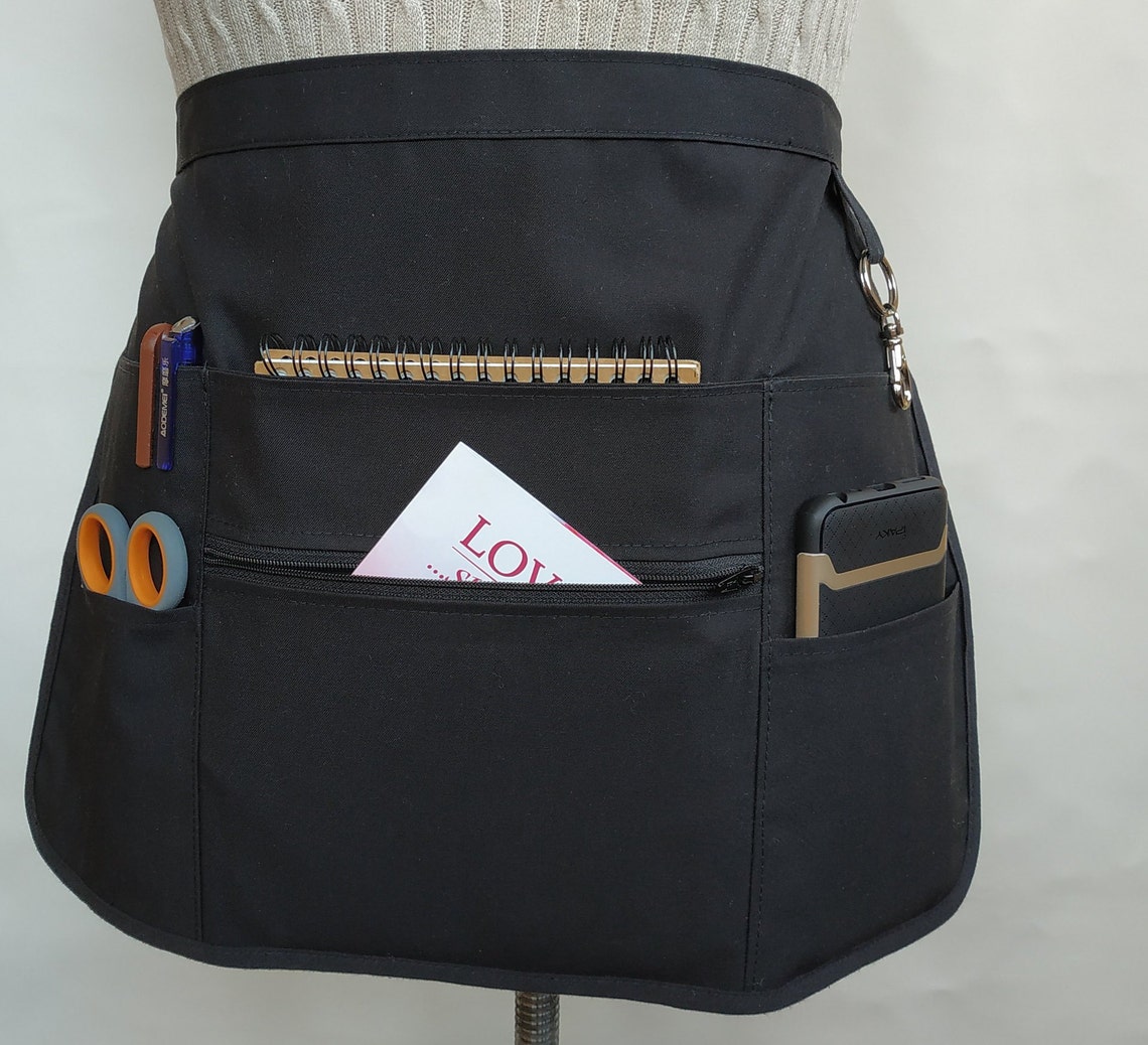 Utility Black Half 6 Pockets Apron, Teacher Apron, Waitress Apron ...