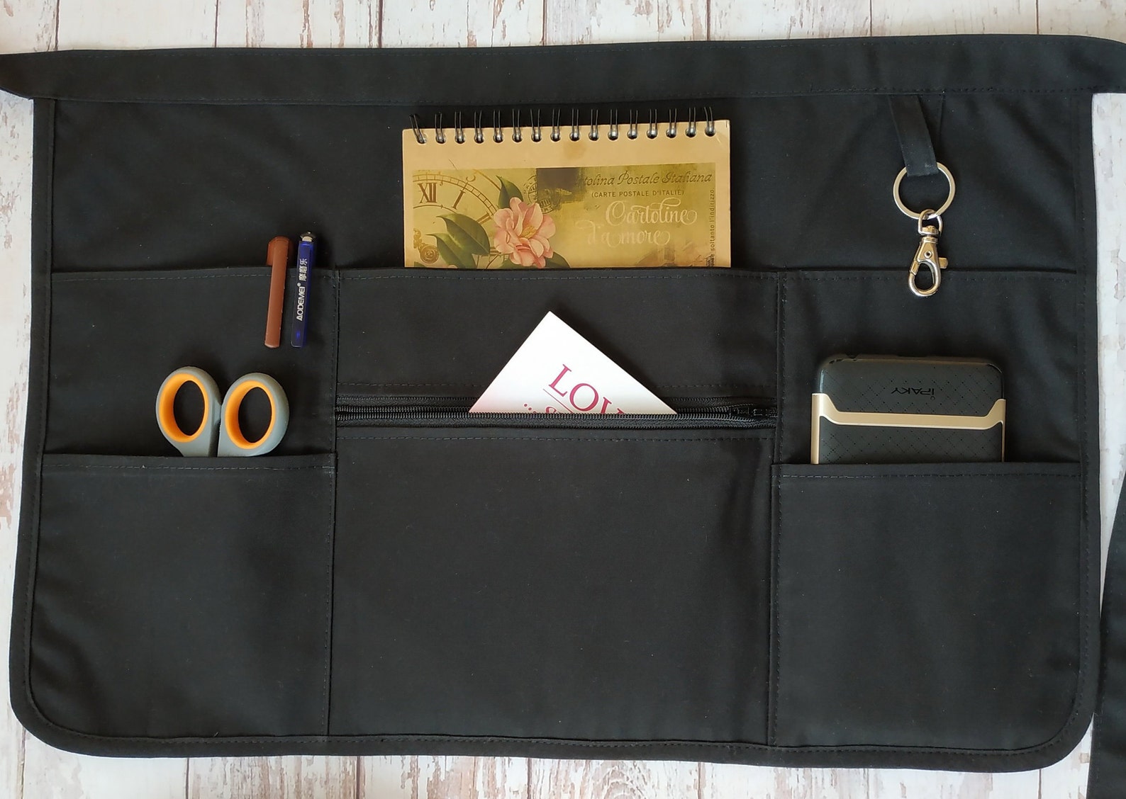 Utility Black Half 6 Pockets Apron, Teacher Apron, Waitress Apron ...