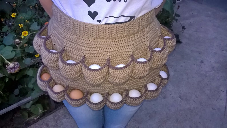 Egg apron egg-cellent apron crochet egg apron egg gathering | Etsy