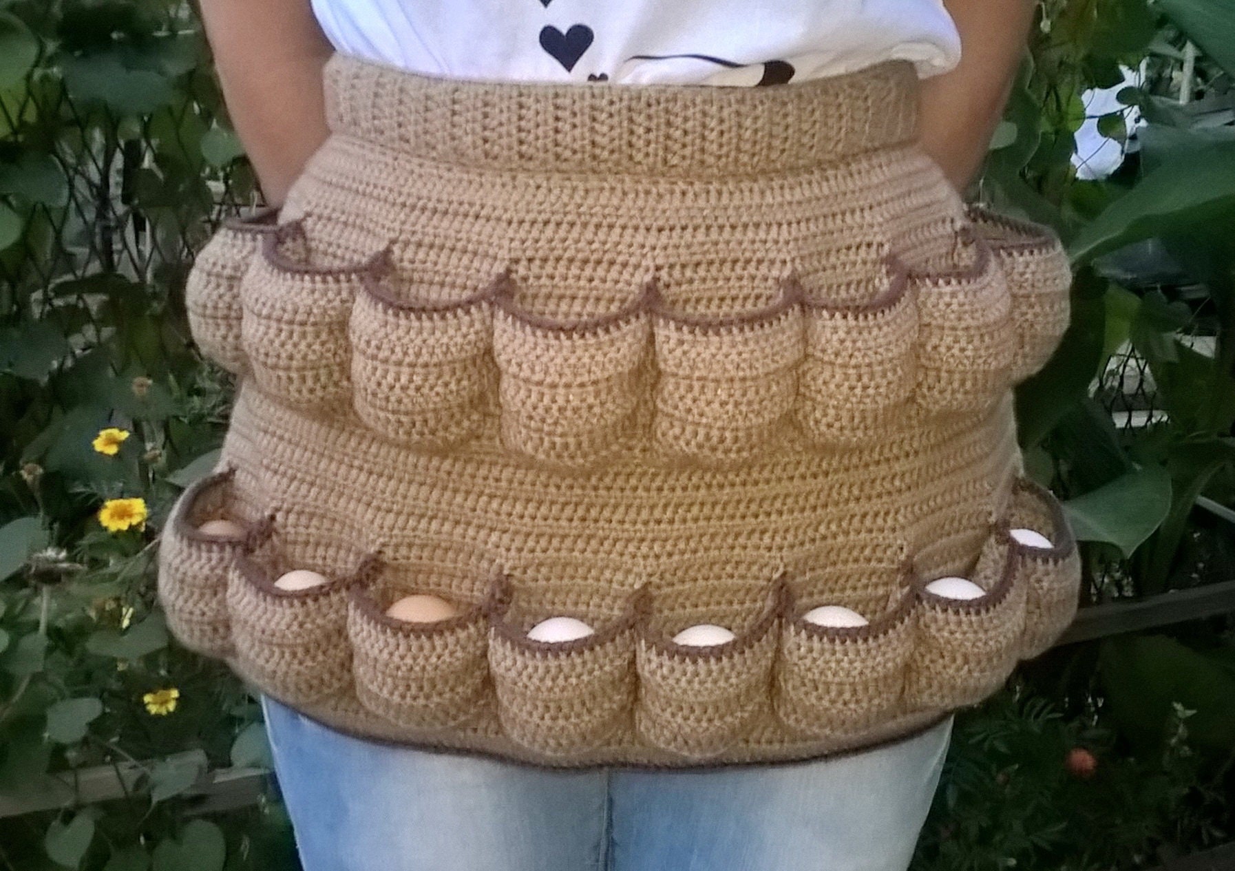 Egg apron egg-cellent apron crochet egg apron egg gathering | Etsy