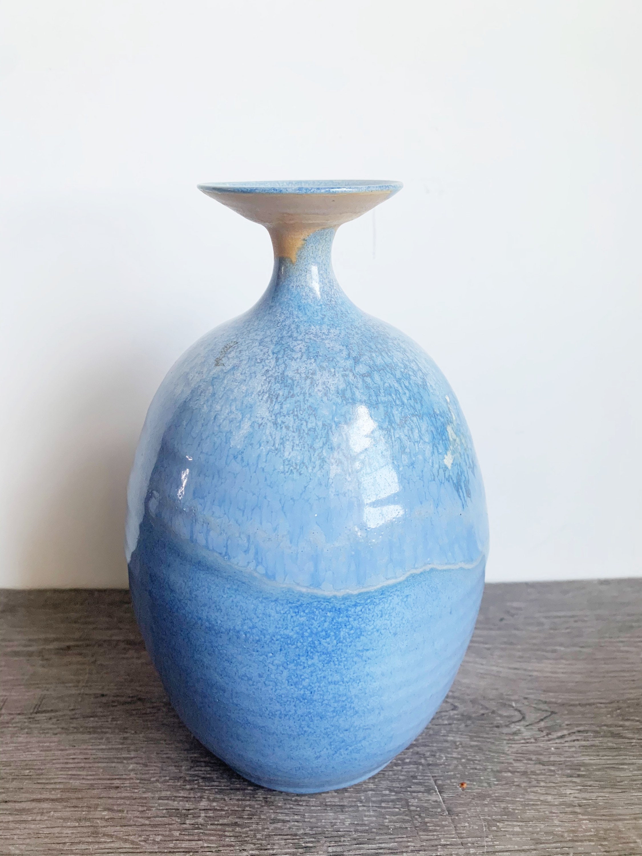 Studio Pottery Blue Vase Vintage Modernist Light Blue Glaze | Etsy