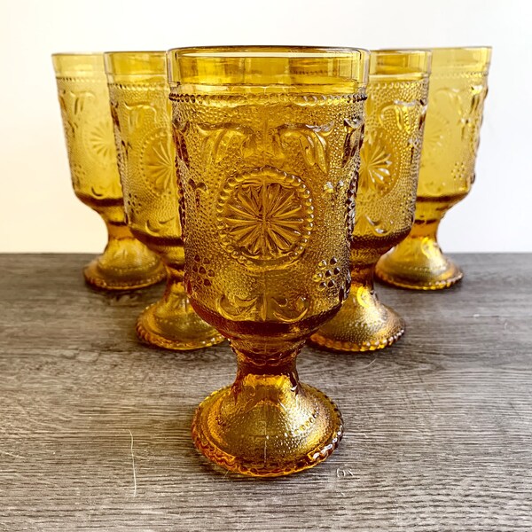 Amber Footed Glasses - Etsy