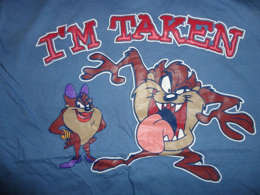VINTAGE Tasmanian Devil TAZ I'm Taken Looney Tunes Baseball Jersey ...