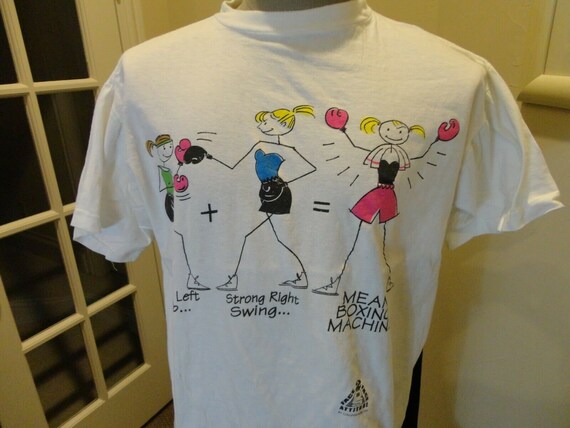 Vtg 90's White Womens Mean Boxing Machine Cotton Gym … - Gem