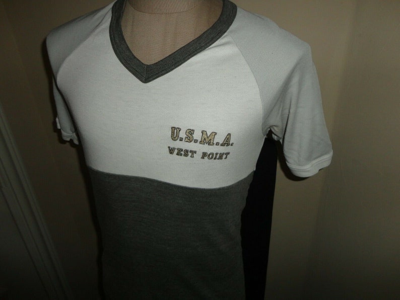 Vtg 80's Grey White USMA West Point Military Academy 50-50 V Jersey ...