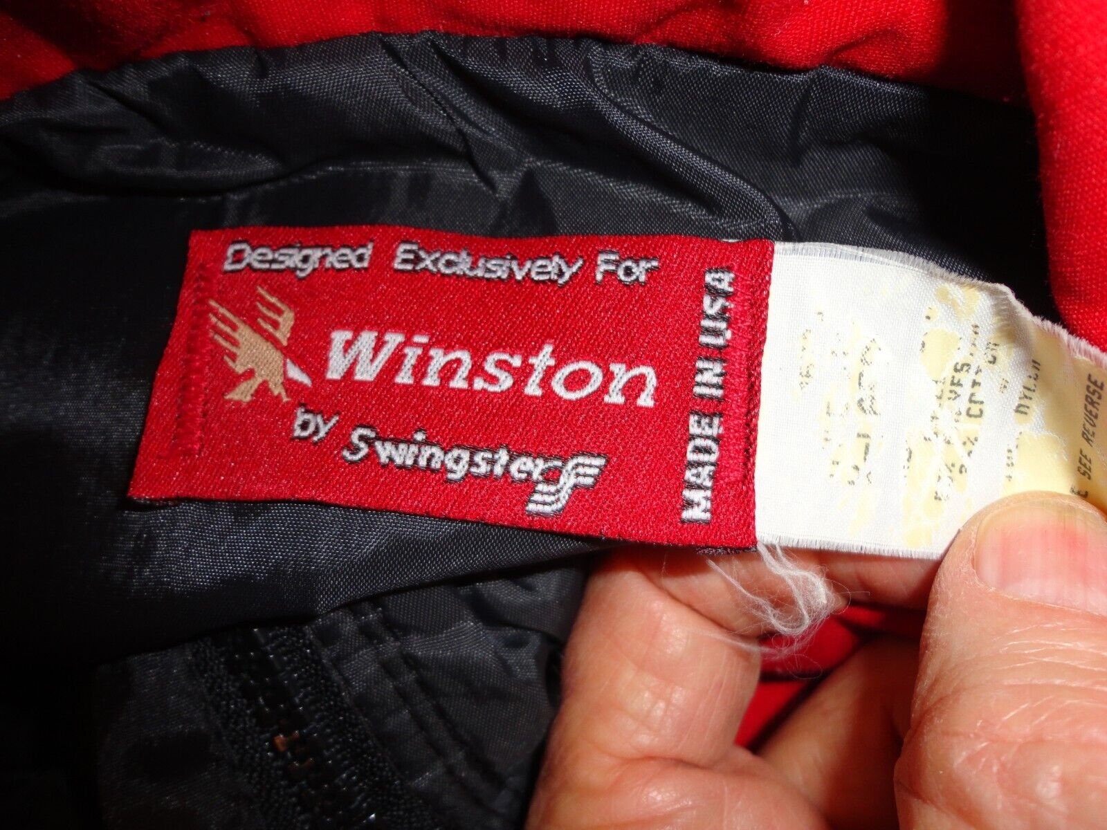 Vtg 90's Black Winston by Swingster Racing Team Nylon Full Zip Jacket ...