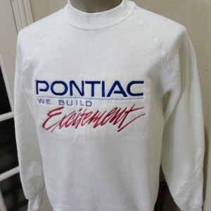 Vtg 90's White Embroidered PONTIAC Fruit of the Loom 50-50 Sweatshirt ...