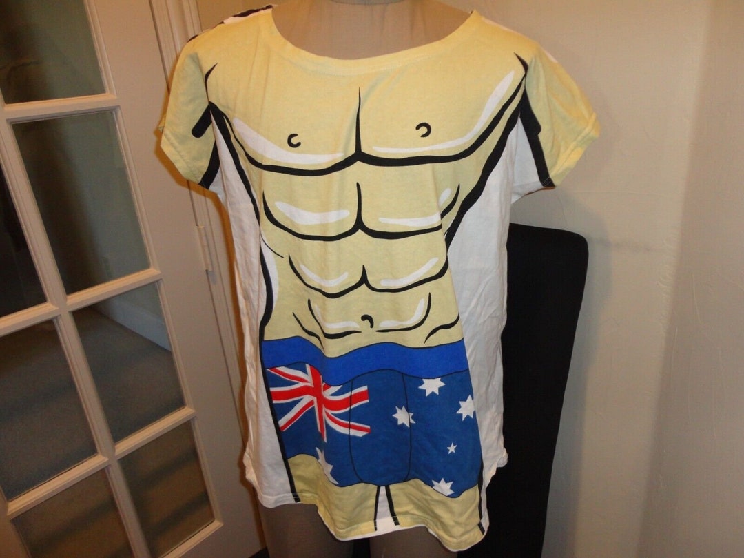 Vtg White Australian Flag MUSCLE MAN Swimsuit Bikini Cover up One Size ...