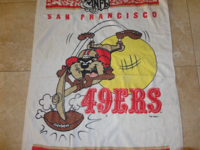 Vintage 90's NFL San Francisco 49ers TAZ Tasmanian Devil Beach Towel ...