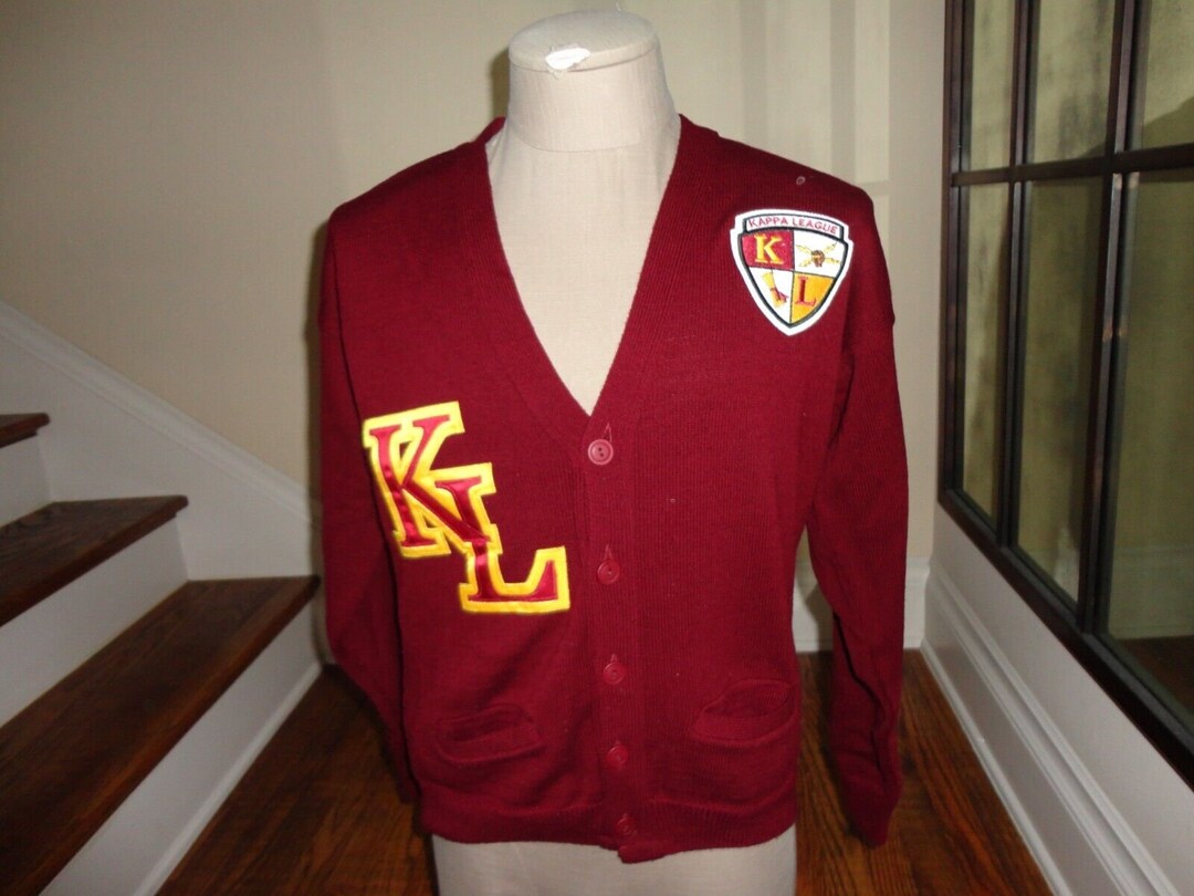 Vtg Maroon Kappa League Hip Hop Letterrman Acrylic Button Sweater Adult ...