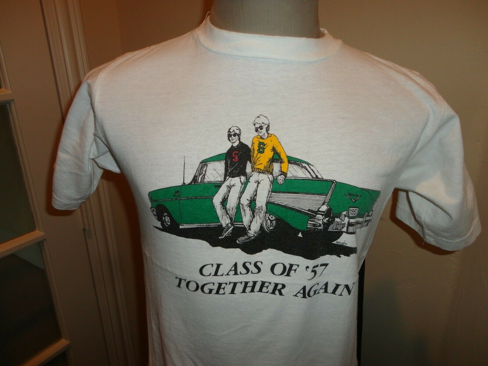 Vtg 90's 1957 Chevy Class of '57 Reunion Together Again White T-shirt ...