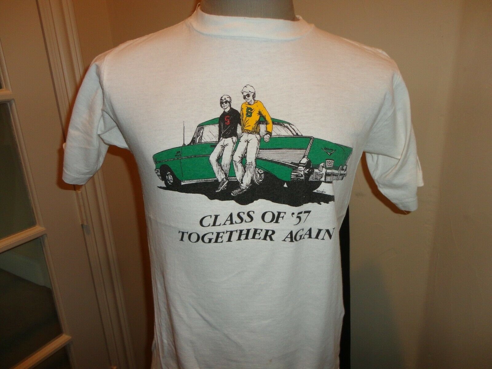 Vtg 90's 1957 Chevy Class of '57 Reunion Together Again White T-shirt ...