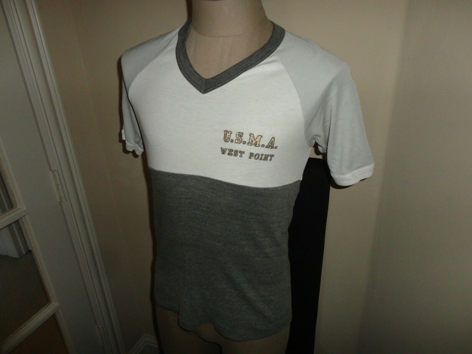 Vtg 80's Grey White USMA West Point Military Academy 50-50 V Jersey ...
