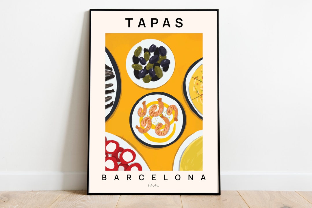 Tapas Poster, Food Print, Spanish Tapas Artwork, Food Illustration ...