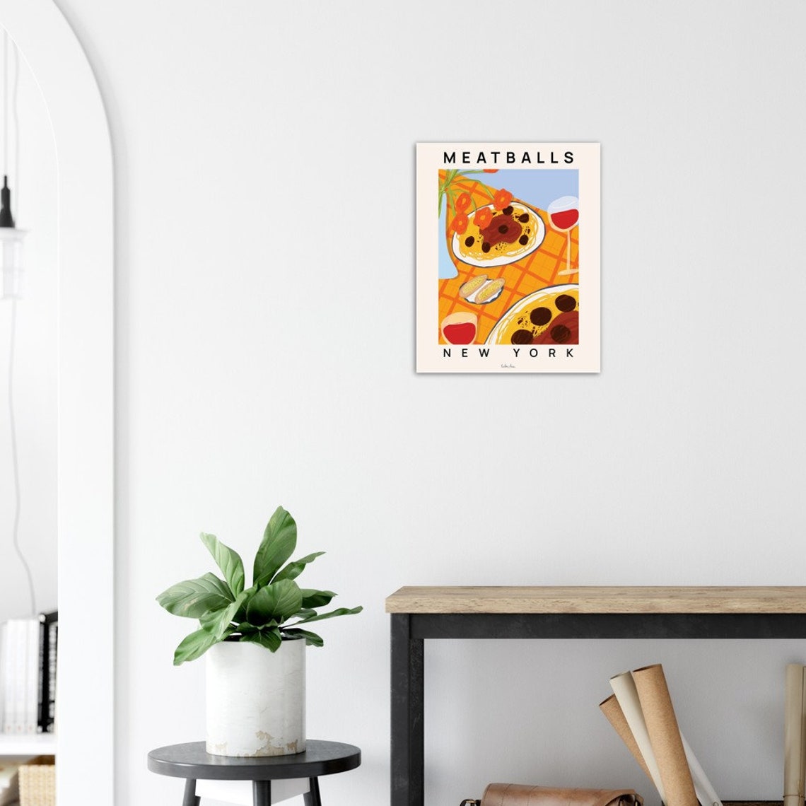 Pasta Art Spaghetti and Meatball Poster Meatballs Food Print - Etsy