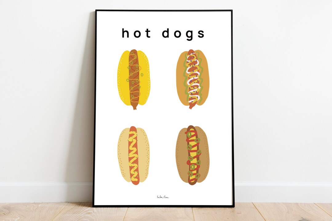 Hot Dog Art Print, Kitchen Dining Wall Decor - Etsy
