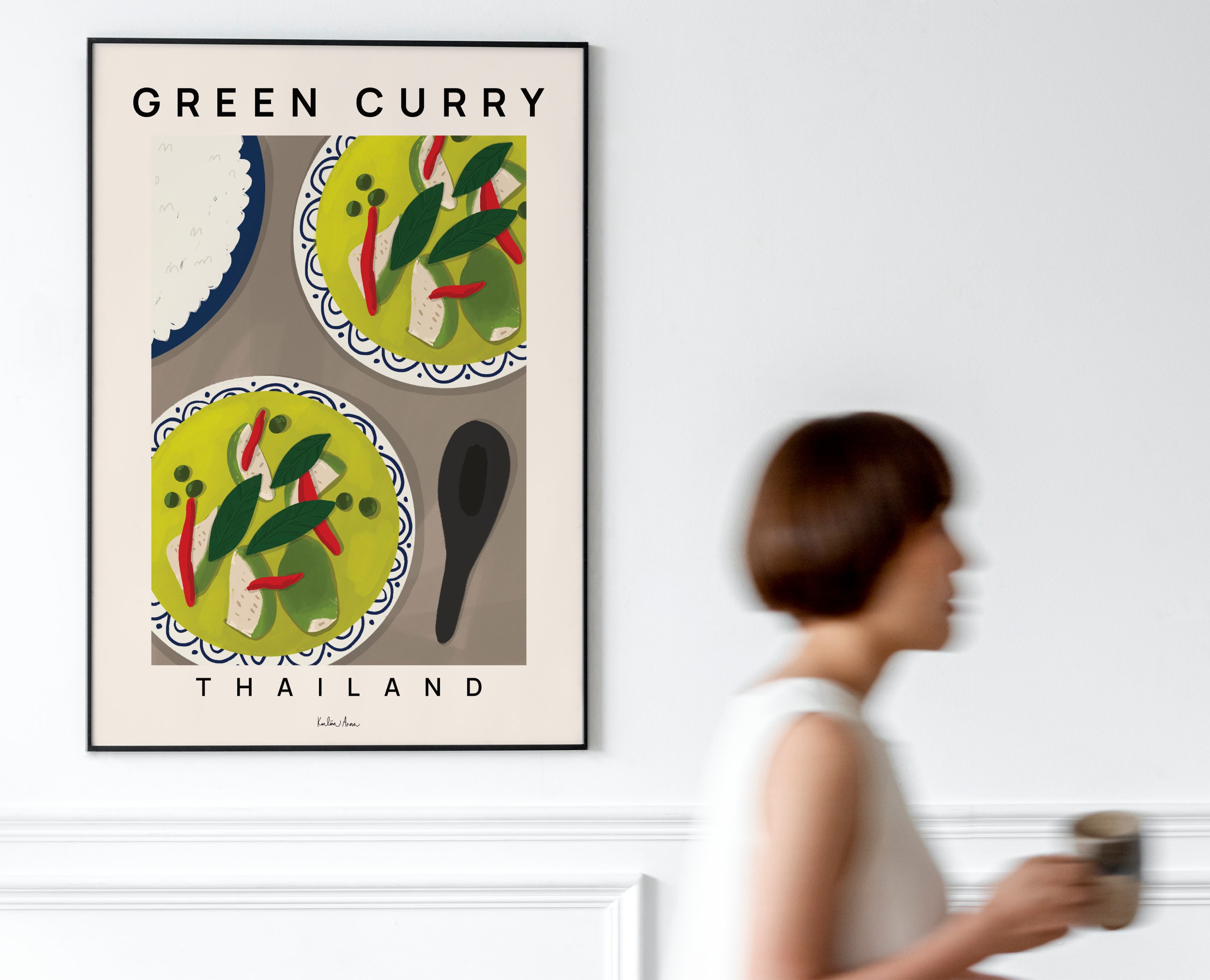 Green Curry Thailand Art Print, Food Poster, Kitchen Wall Art, Asian ...