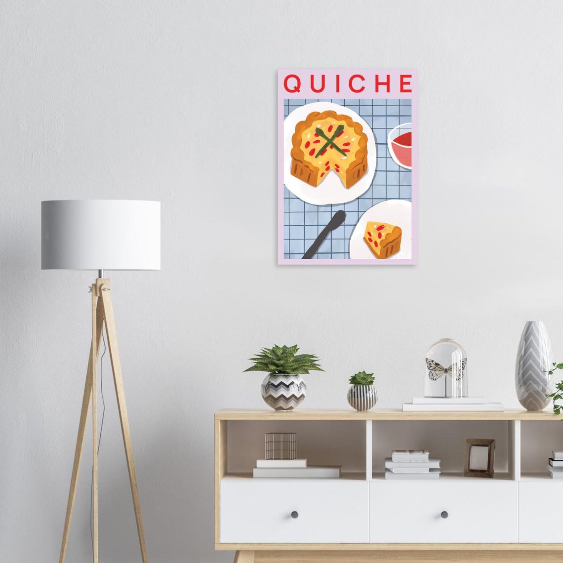 Quiche Art Print, Quiche Lorraine Art, Food Poster, Brunch Illustration ...
