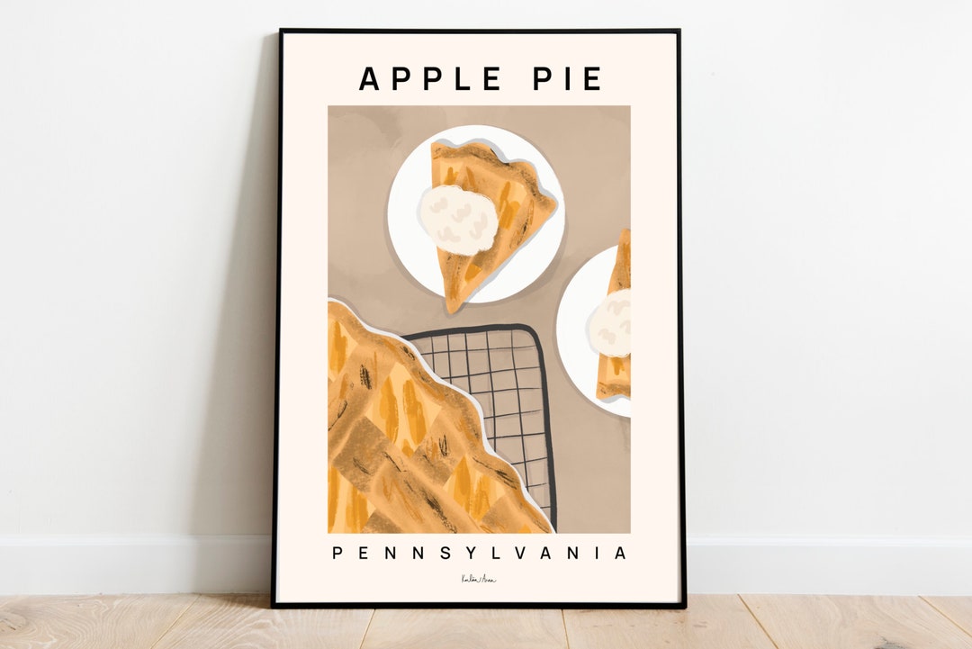 Apple Pie Poster, Food Art Print, Thanksgiving Decor, Pies Wall Art ...