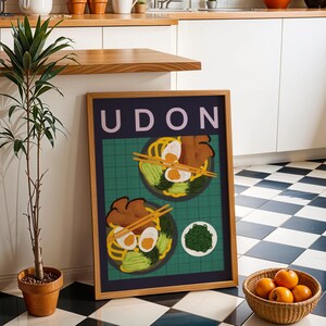 Udon Soup Poster, Food Art Print, Udon Noodles Art, Japanese Food ...