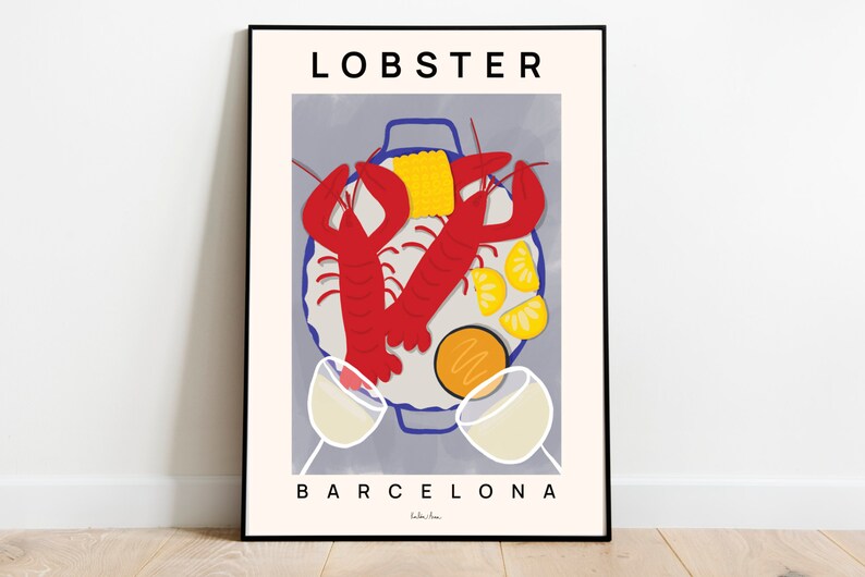 Lobster Poster Lobster Art Print Kitchen Poster Print - Etsy