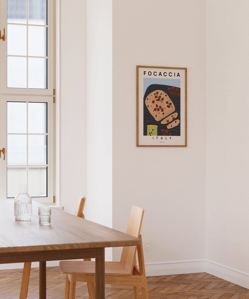 Focaccia Poster Food Art Print Focaccia With Rosemary Bread - Etsy
