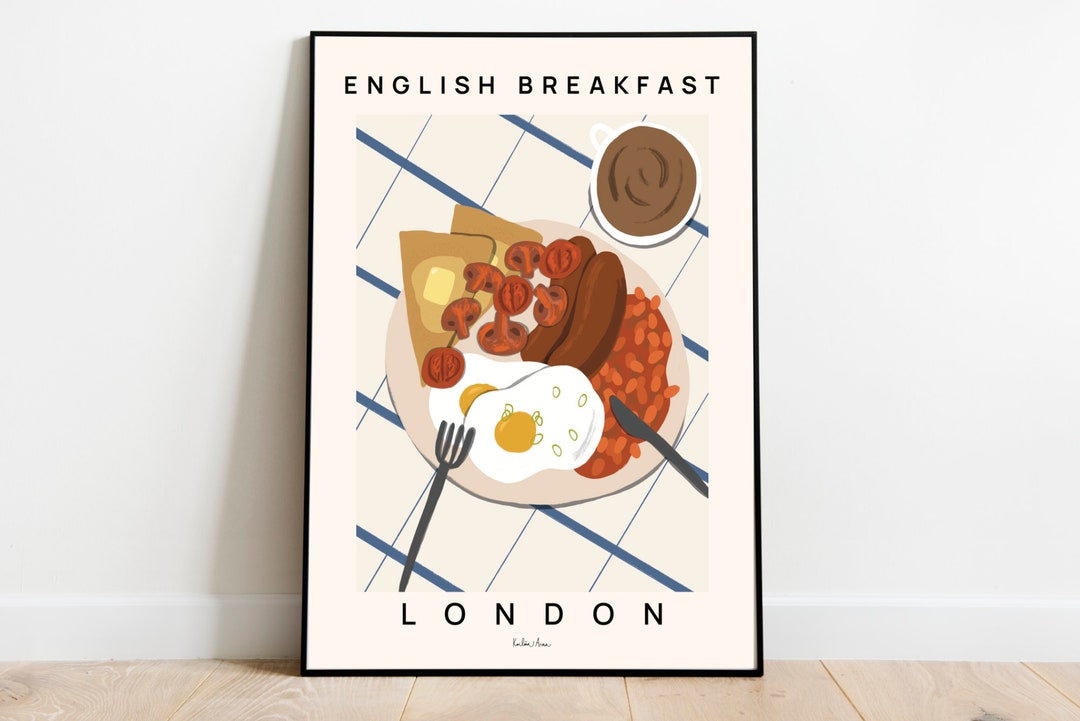 English Breakfast Print, British Food Poster, Kitchen Decor, Food Art ...