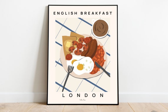 English Breakfast Print British Food Poster Kitchen Decor - Etsy