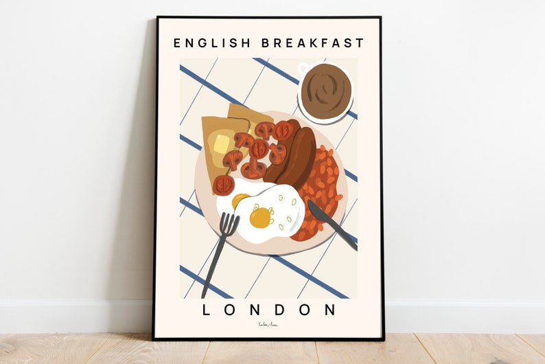 English Breakfast Print British Food Poster Kitchen Decor - Etsy