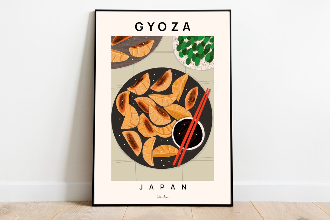 Gyoza Poster, Japanese Gyoza Dumplings, Asian Dumplings Art, Food Art ...