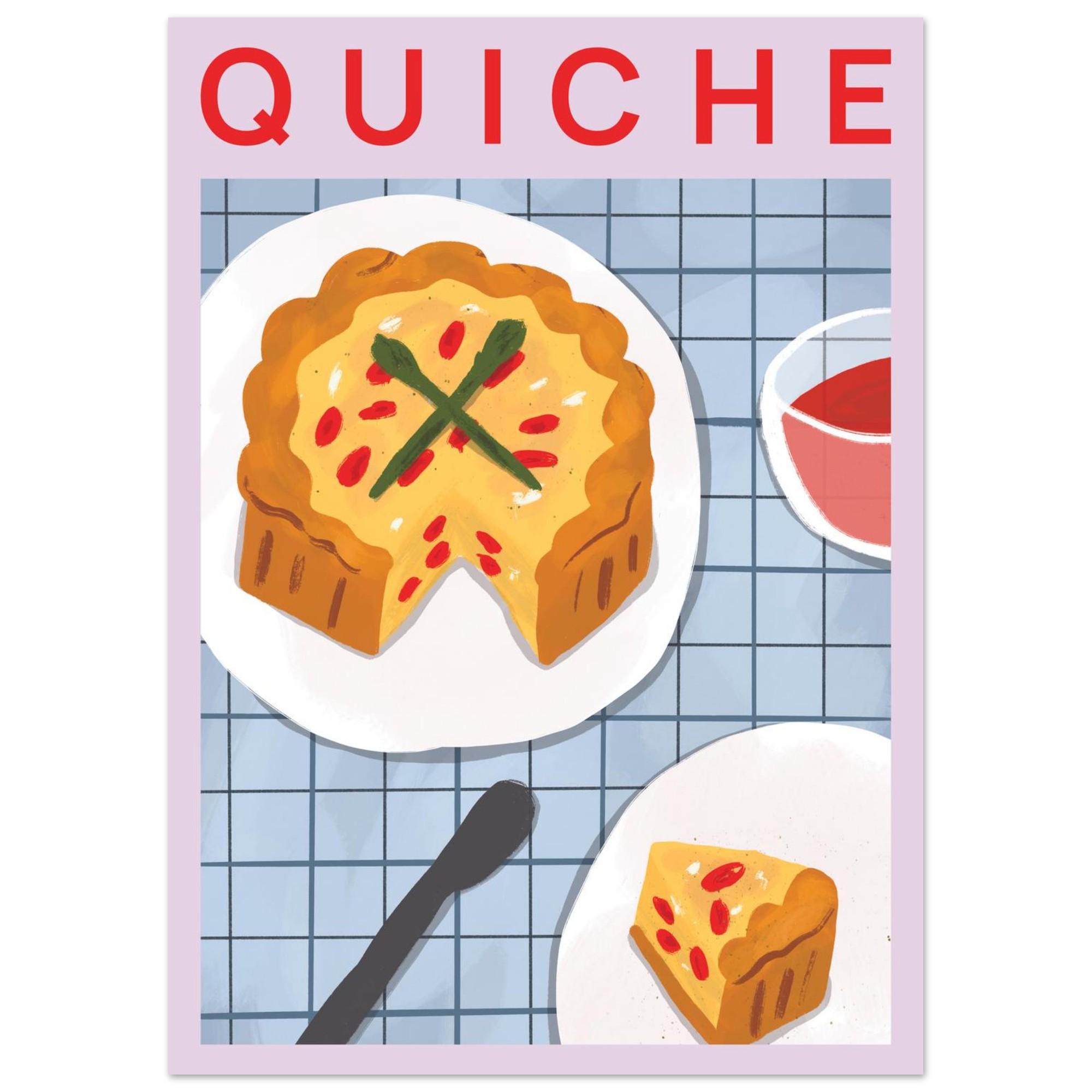 Quiche Art Print, Quiche Lorraine Art, Food Poster, Brunch Illustration ...