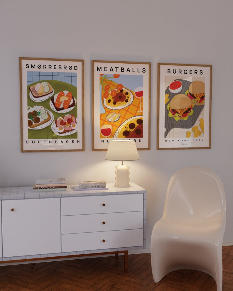 Pasta Art, Spaghetti and Meatball Poster, Meatballs Food Print ...